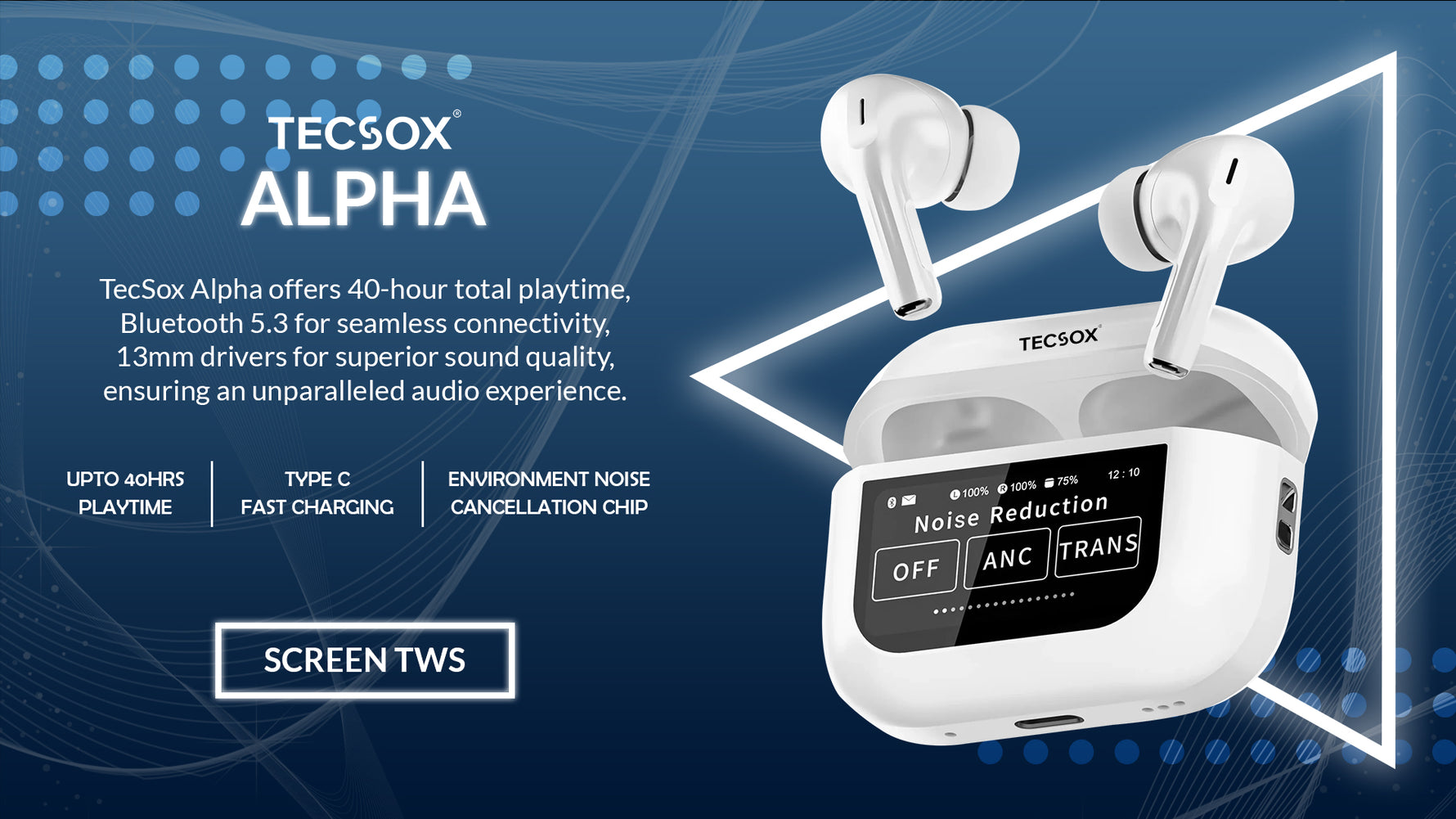 Alpha Touch Screen Bluetooth Earbuds | Noise cancellation – TecSox